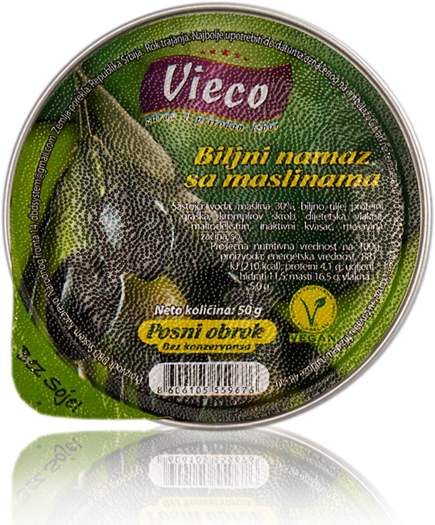 Posni biljni namaz sa maslinama 50 g Vieco