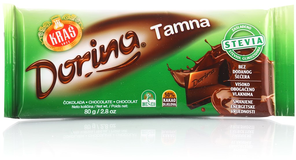 Crna čokolada sa stevijom i 50% kakaoa 80 g Dorina