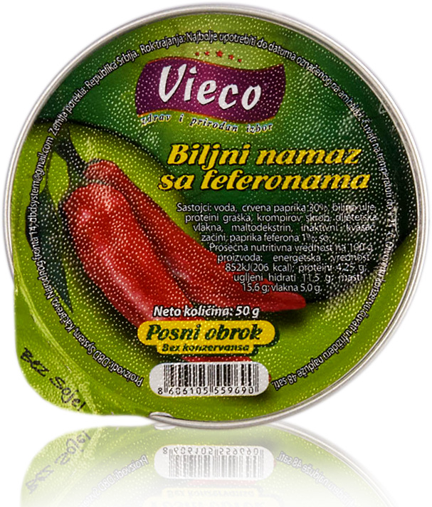 Posni biljni namaz sa feferonima i paprikama 50 g Vieco