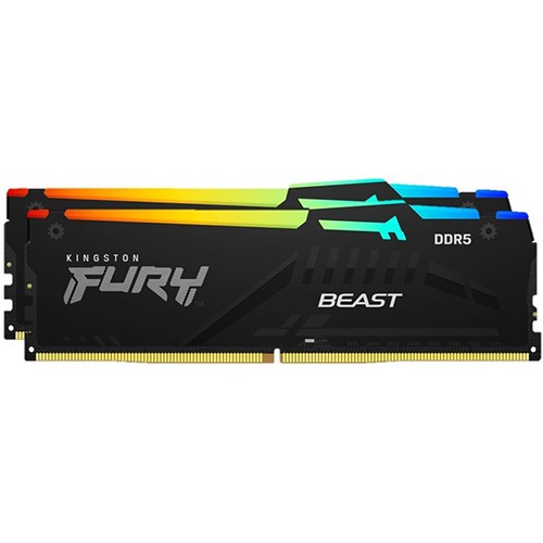 Kingston 64GB (2x32GB) DDR5 5600MT/s CL40 FURY Beast RGB memorija | KF556C40BBAK2-64