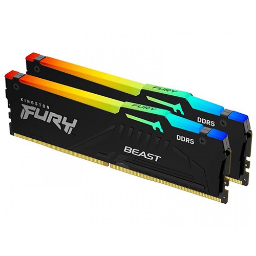 Kingston 64GB (2x32GB) DDR5 5200MT/s CL40 FURY Beast RGB memorija | KF552C40BBAK2-64