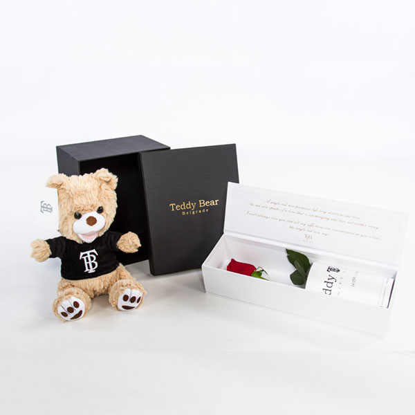 Teddy Bear ® Classic ™ 30cm + Single Rose ™ Red