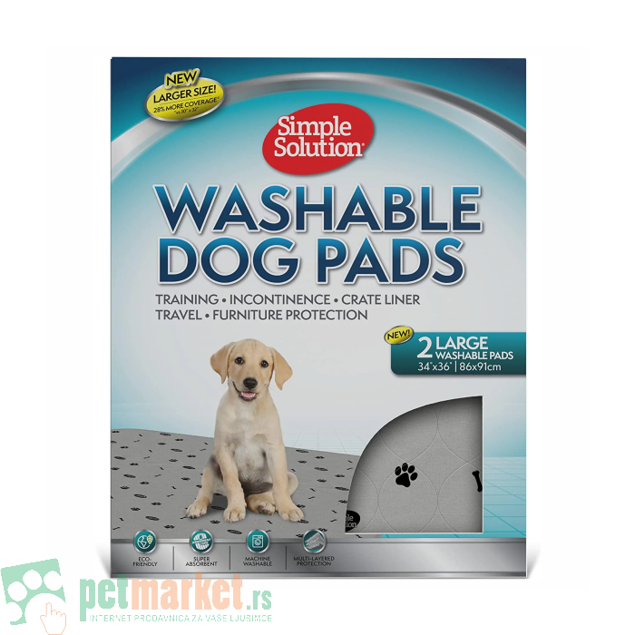 Simple Solution: Višekratna periva podloga za pse Washable Dog Pads, 2 kom