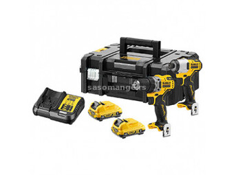 DEWALT Set DCK2110L2T Akumulatorskih bušilica (DCD701 + DCF801 + 2 x baterija 12V/3Ah + punjač + ...