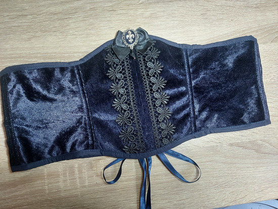 Teget plišani underbust korset