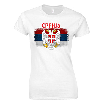 Bela ženska majica "Srpska zastava"