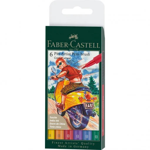 Faber Castell Pitt Artist Pen Brush India ink pen 1/6 Colour wheel