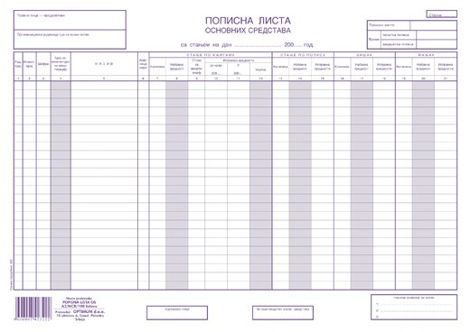 Popisna lista osnovnih sredstava