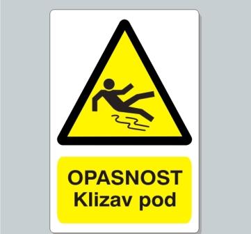 Nalepnica opasnost klizav pod