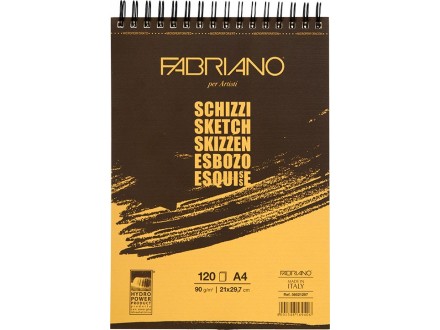 Blok za slikanje A4 120l 90g FABRIANO Schizzi spirala