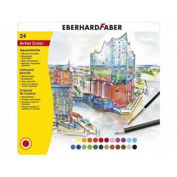 Drvene akvarel boje u metalnoj kutiji 1/24 Eberhard Faber
