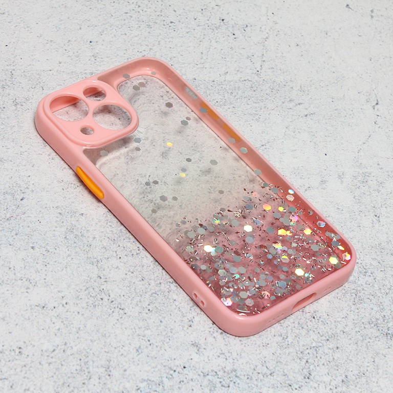 Maska(futrola) Frame Glitter za iPhone 13 Mini 5.4 roze