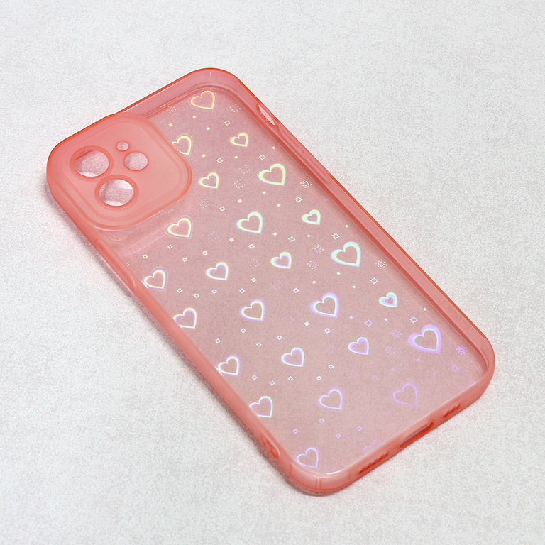 Maska(futrola) Heart Color IMD za iPhone 12 6.1 roze