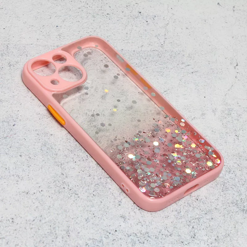 Maskica Frame Glitter za iPhone 13 Mini 5.4 roze