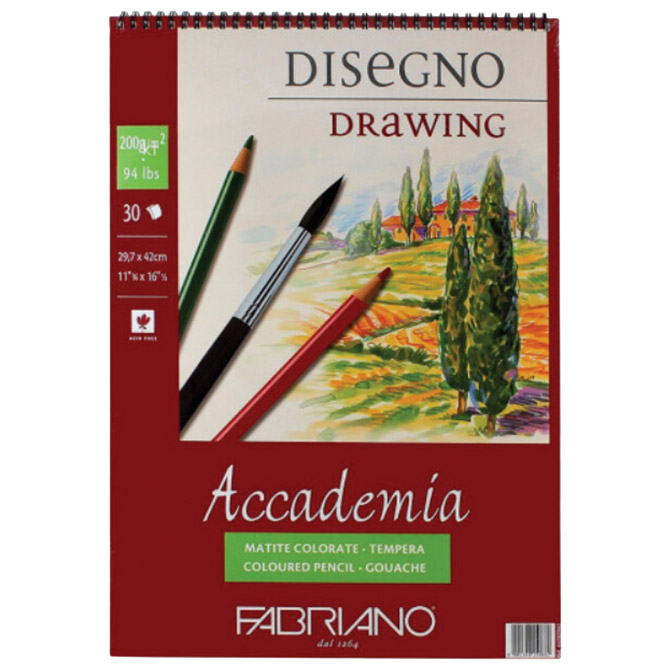 Blok Accademia Disegno Drawing spirala gore 29,7x42cm 30L 200g Fabriano 44202942