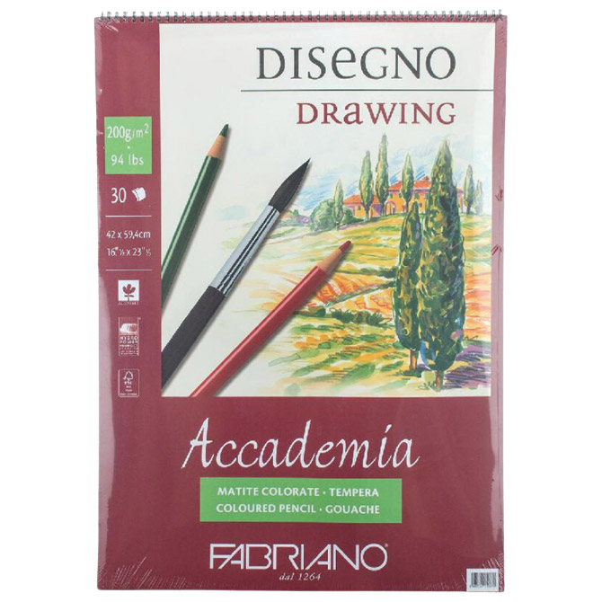 Blok Accademia Disegno Drawing spirala gore 42x59,4cm 30L 200g Fabriano 44204259