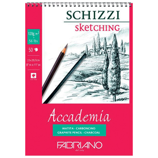 Blok Accademia Schizzi Sketching spirala gore 14,8x21cm 50L 120g Fabriano 44121421