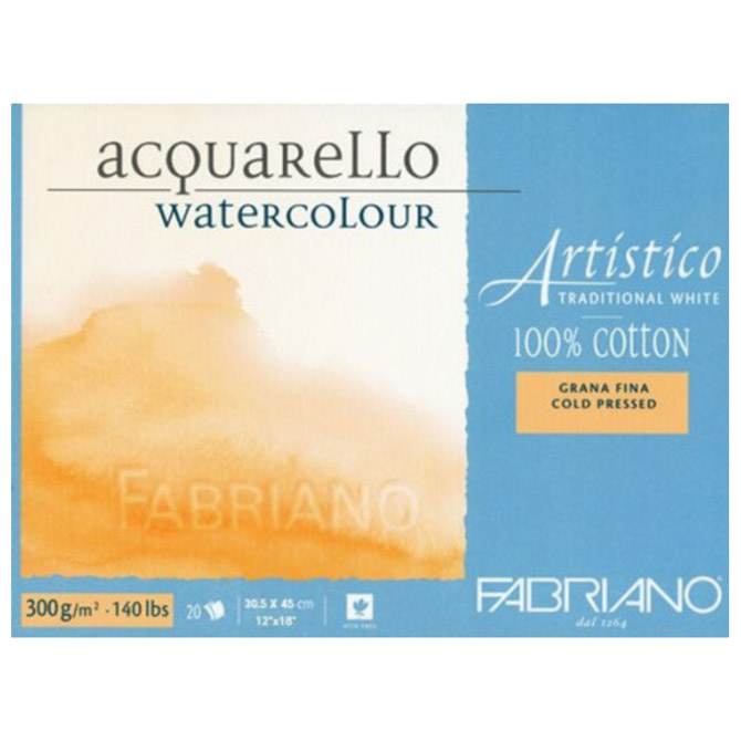 Blok Watercolour Artistico traditional 30,5x45,5cm 20L 300g (cold pressed/gr.fina) Fabriano 19013045