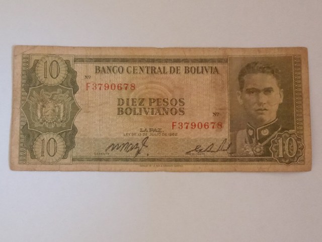 10 Pesos 1962.g - Bolivija -