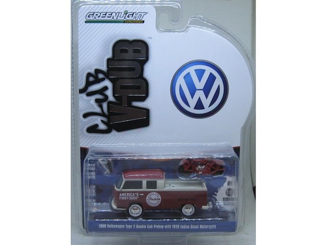 1:64 greenlight VW T2 double cab pickup &; indian scout