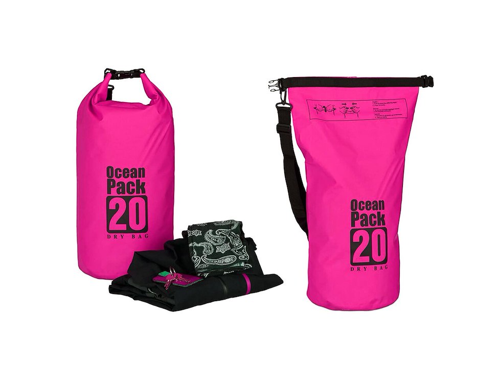 Vodootporna suva torba EL 20L pink