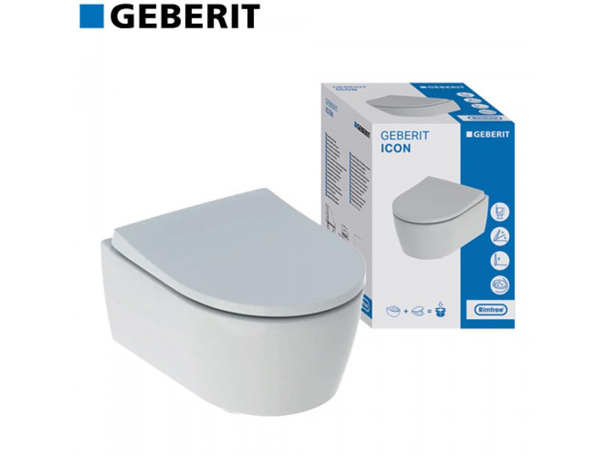 GEBERIT iCON Round RIM-FREE WC šolja konzolna COMPACT + daska