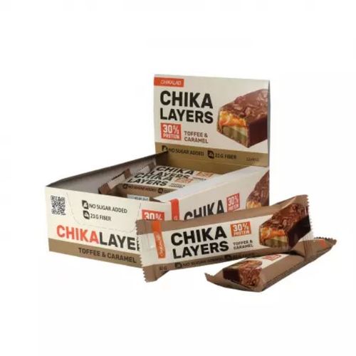 CHIKALAB Chika Layers Preliveni petoslojni proteinski bar sa punjenjem Slana karamela - kikiriki 60g