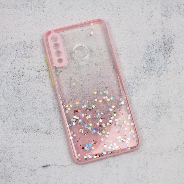 Maska(Futrola) Frame Glitter za Huawei P30 Lite roze