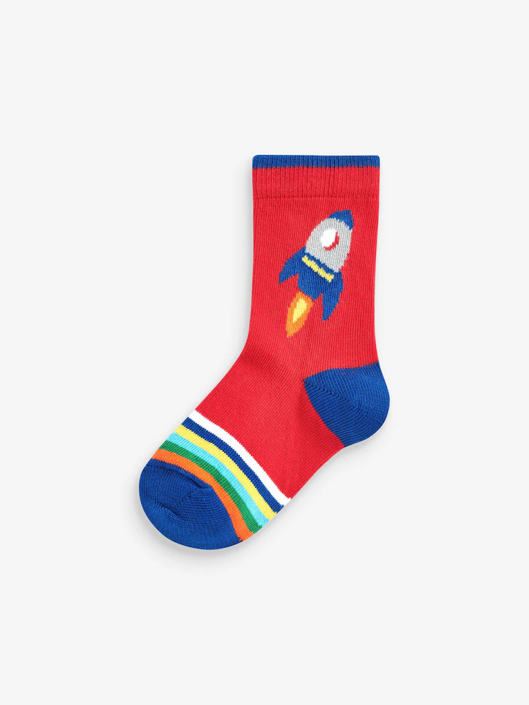 Rainbow Stripe Transport Cotton Rich Socks 7 Pack