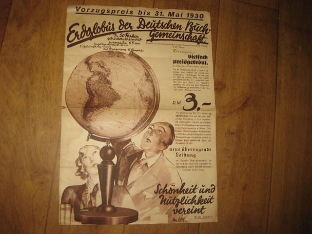Reklamni plakat Erdglobus der deutschen Buch-Gemeinscha