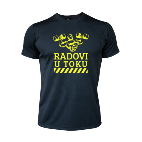 "Radovi u toku" - Full Fit crna sportska muška majica kratkih rukava (cs3740y)