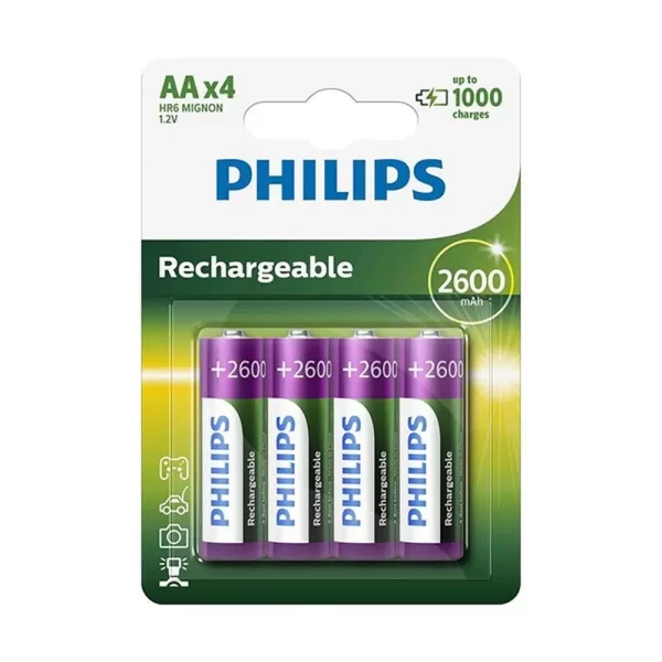 Baterija, punjiva, HR6 AA, 2600mAh, Philips, 4K