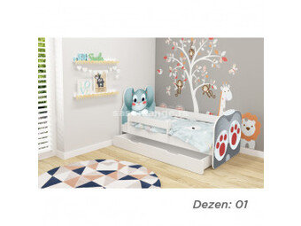 ACMA VII Krevet za decu ANIMALS 140x70 cm sa dodatnom fiokom White + GRATIS DUSKEK dezen 1