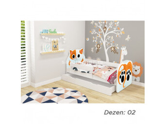 ACMA VII Krevet za decu ANIMALS 160x80 cm sa dodatnom fiokom White + GRATIS DUSKEK dezen 2