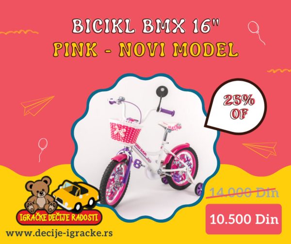 BICIKL BMX 16INCA PINK NOV MODEL