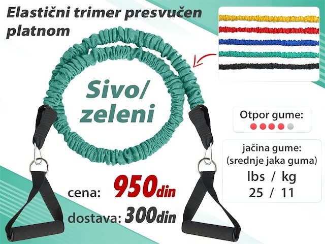 Elasticne gume / Sivo-Zeleni - presvucen platnom