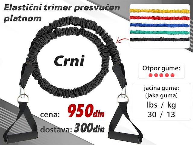 Elasticne gume / Crni Trimer - presvucen platnom