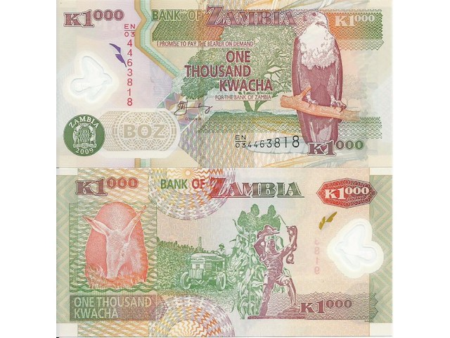 Zambia 1000 kwacha 2009. UNC Polimer