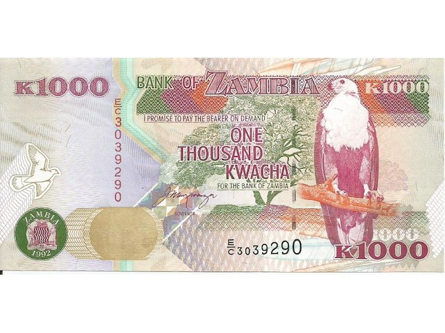 Zambia 1000 kwacha 1992. UNC