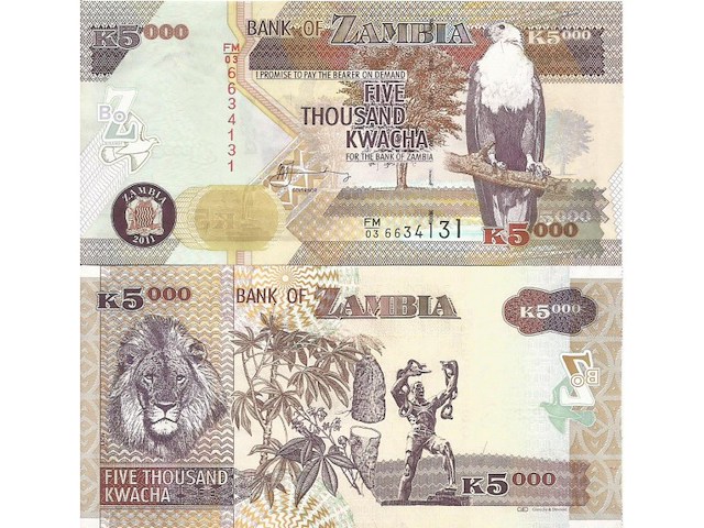 Zambia 5000 kwacha 2011. UNC