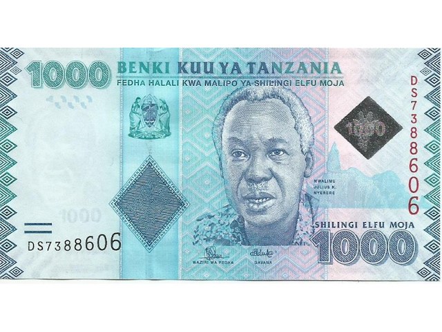Tanzania 1000 shilingi 2015. UNC