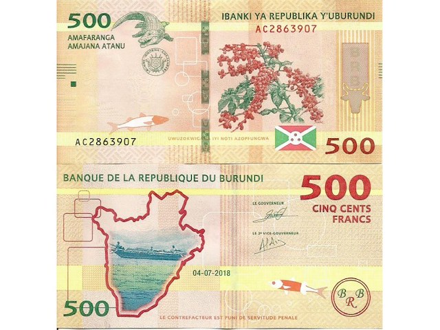 Burundi 500 franaka 2018. UNC