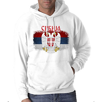 Beli duks sa kapuljačom "Srpska zastava"