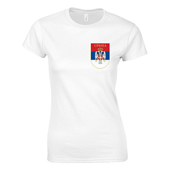 Bela ženska majica "Srbija"