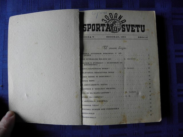 30 dana sporta u svetu, 1954. god