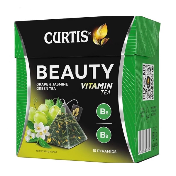 CURTIS Beauty Tea - Zeleni čaj sa laticama jasmina i komadićima grožđa, 15 x 1,7g