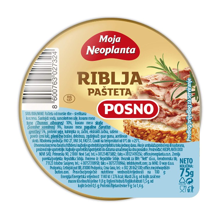 Neoplanta pašteta riblja 75g neoplanta