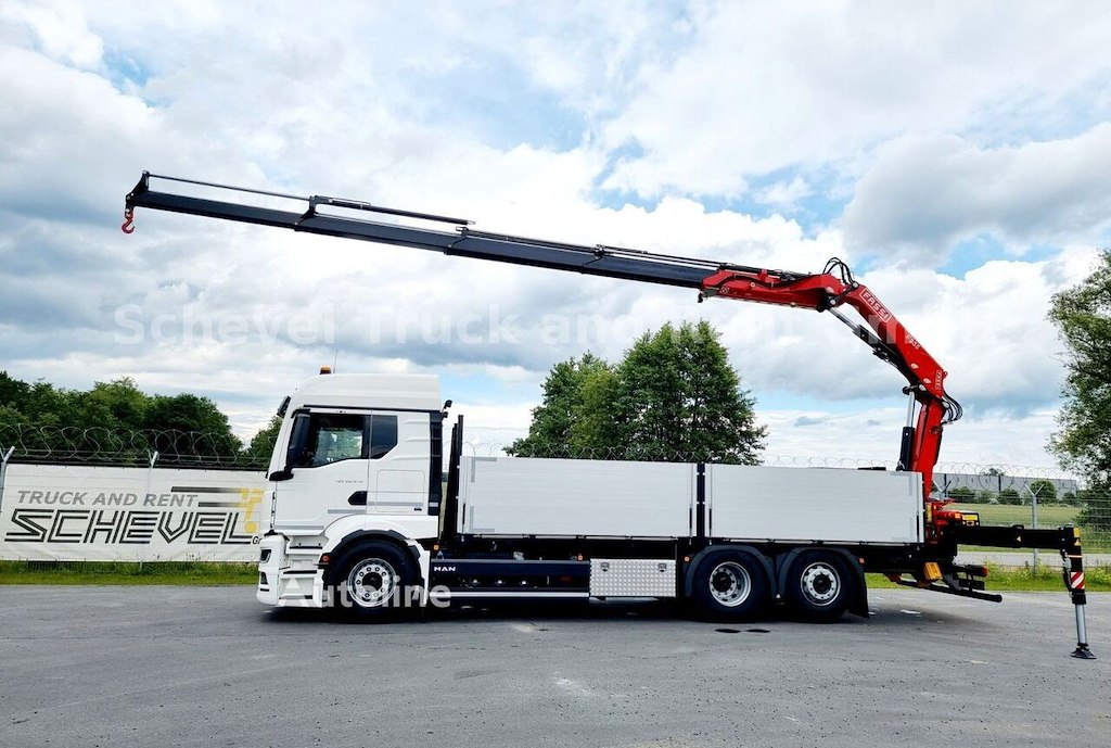 Novi MAN TGS 26.470 Baustoffpritsche+FASSI 235 4x hydr kamion s ravnom platformom