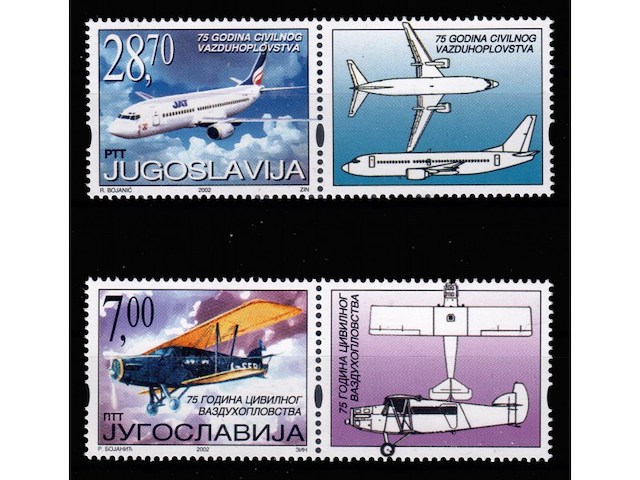 BA-75 G. CIVILNOG VAZDUHOPLOVSTVA 2002 VINJETA DESNO