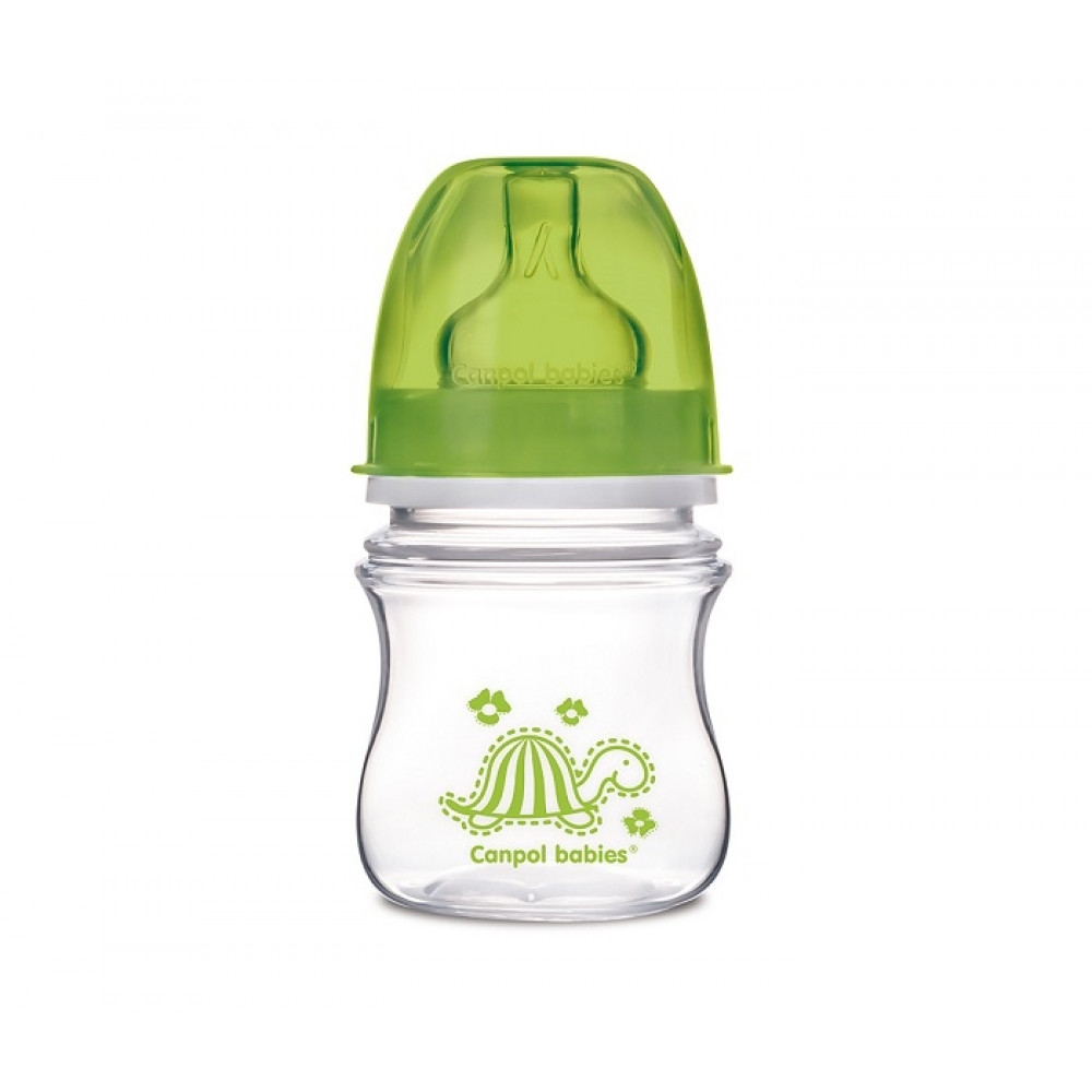 CANPOL BABIES flašica široki vrat, antikolik easy start - colorful animals120ML - zelena 35/205
